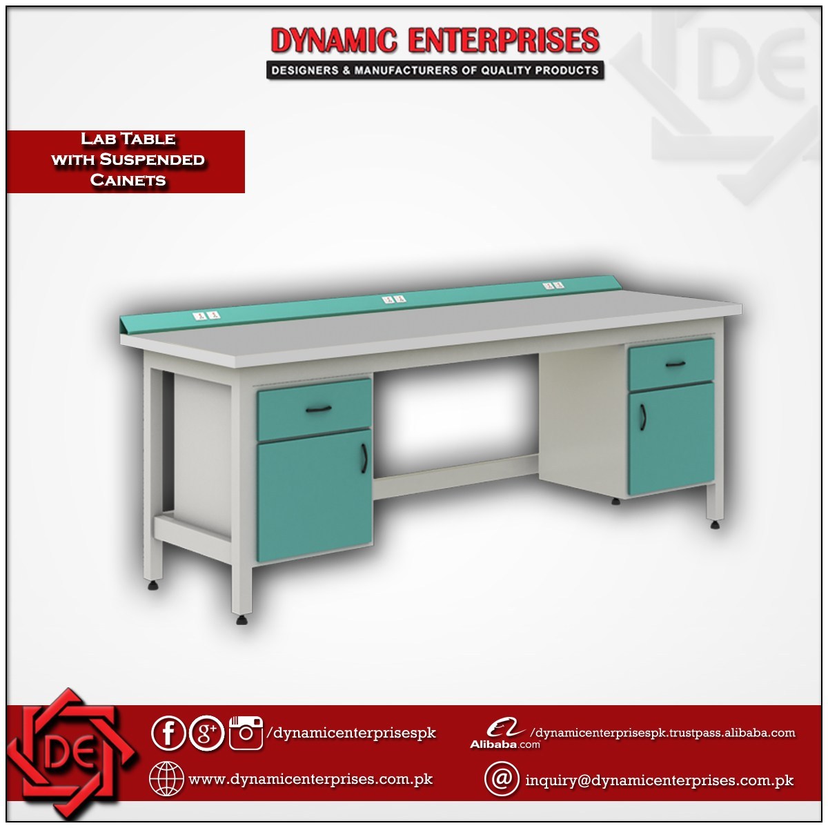 Dynamic Enterprises - Laboratory Table with Suspended Cabinets ...